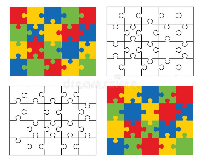 White and colored puzzles stock illustration. Illustration of ...