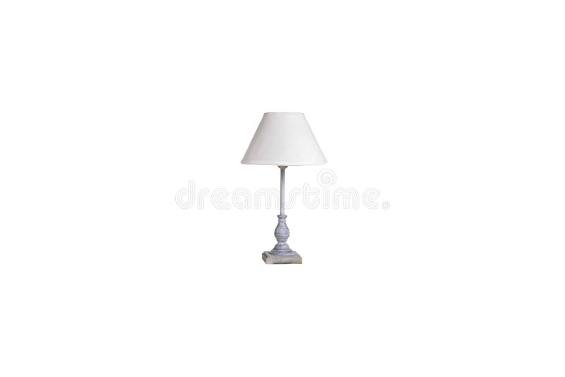 White Grey Colored Table Lamp and Shade with a Narrow Stand Stock Image ...