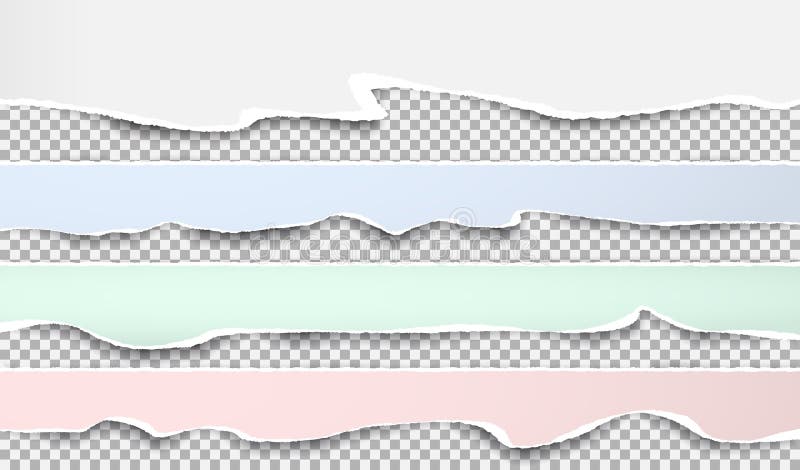 White and Colorful Ripped Horizontal Paper Strips for Text or Message ...