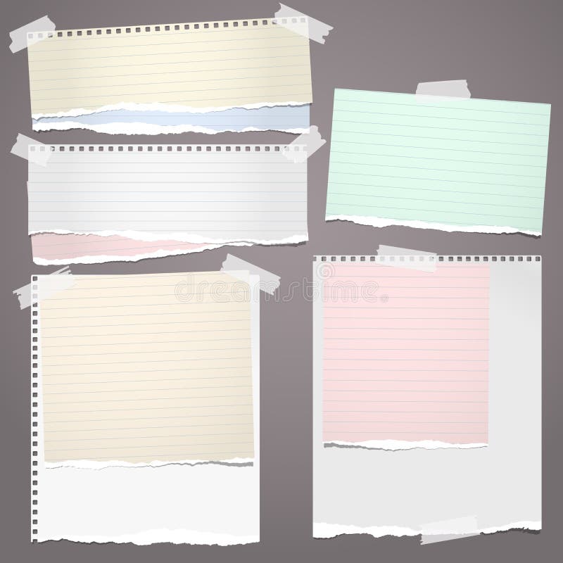 Torn Out Lined Notebook Piece Lies at Angle Flat Style, Vector ...