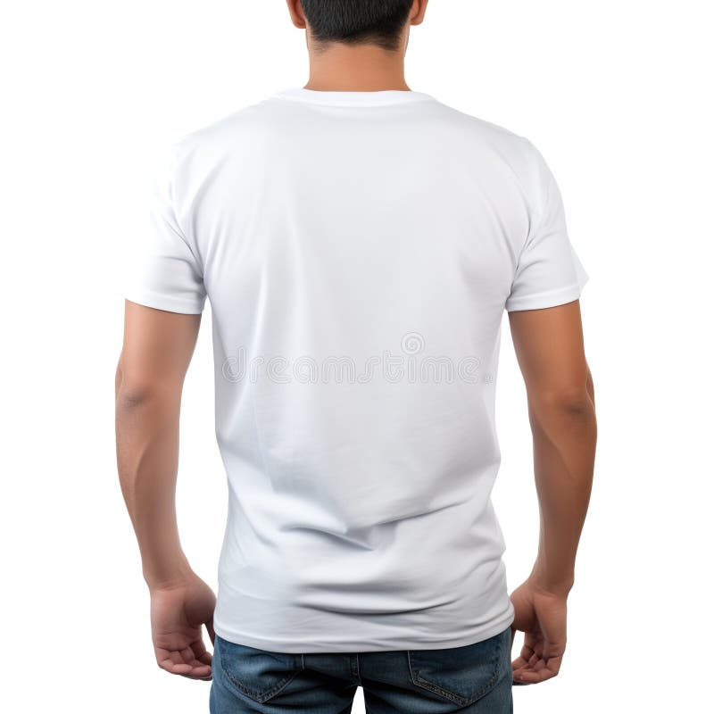 White Colour Round Neck T-shirt, Back View Isolated on a White ...