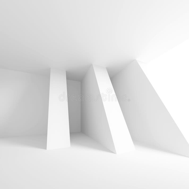 White Column Interior Design Stock Illustration - Illustration of ...