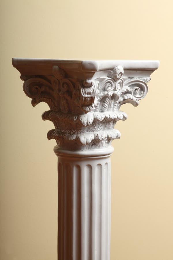 White Column on Yellow Background Stock Photo - Image of greece ...