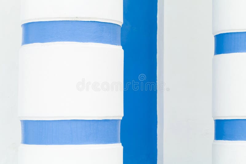 White Columns with Blue Stripes Stock Image - Image of white, close ...