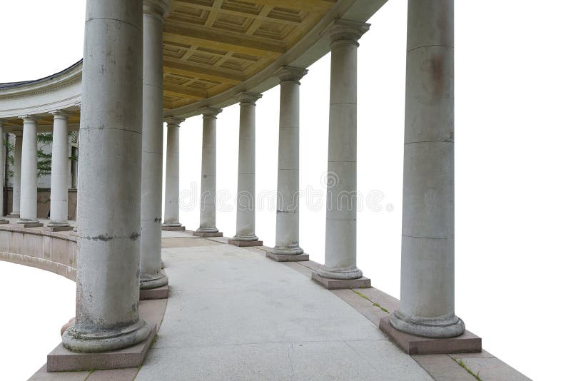 White Columns on White Isolated Background. Historical Building. Stock ...