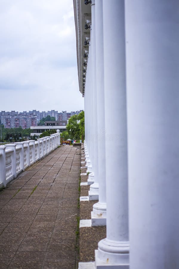 White Columns Standing in a Row Stock Photo - Image of classical ...