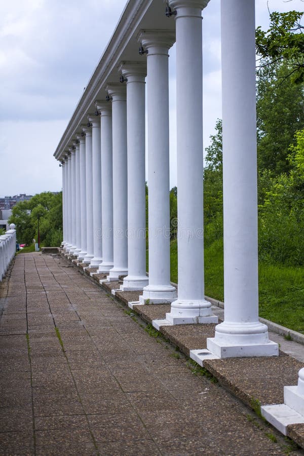 White Columns Standing in a Row Stock Image - Image of limestone ...