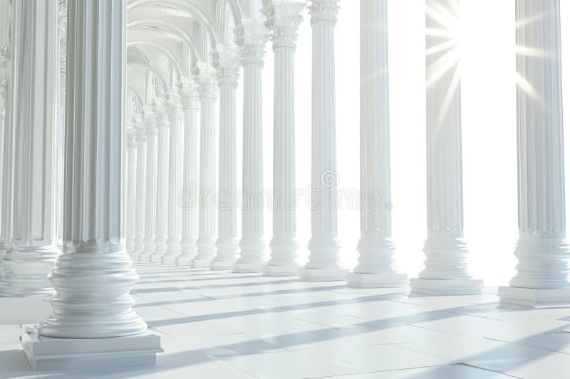 White Columns with Sunlight Shining through, Perfect for Architectural ...