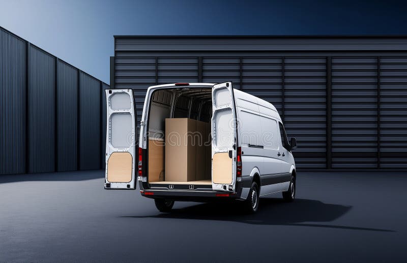 White Commercial Van with Open Doors, Showcasing Spacious Interior ...