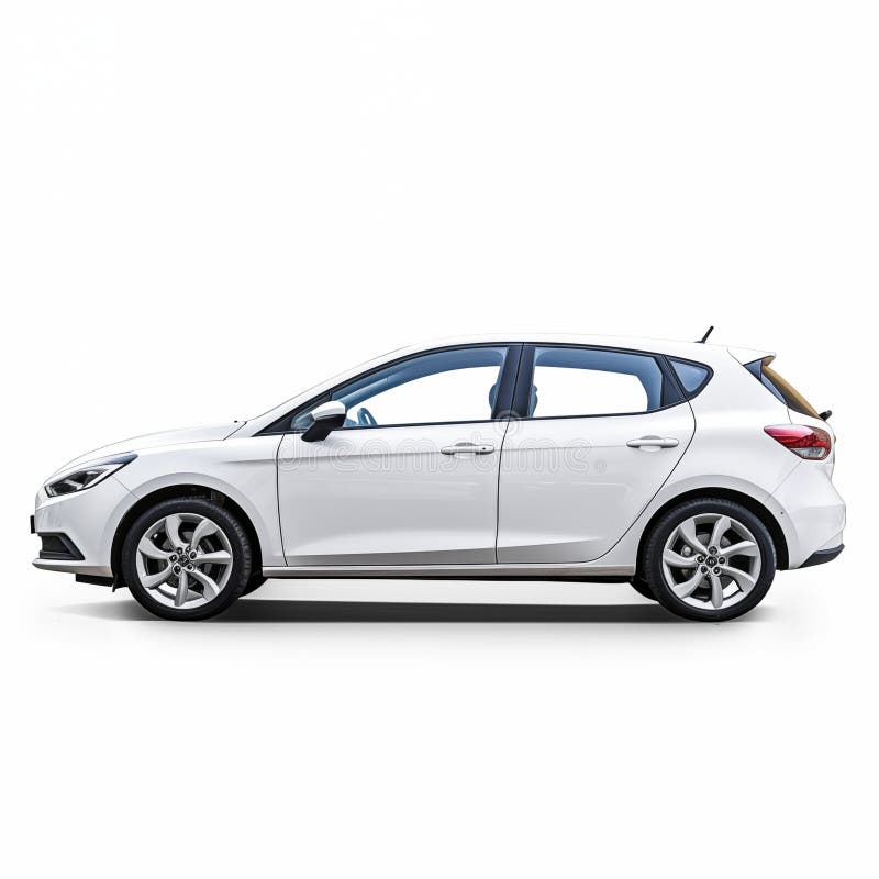 White Compact Hatchback Car Side View Isolated on White Background ...