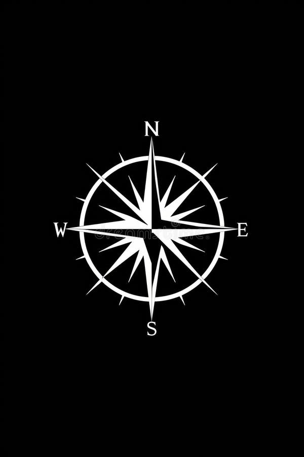 A White Compass on a Black Background, Ideal for Navigation Concepts ...