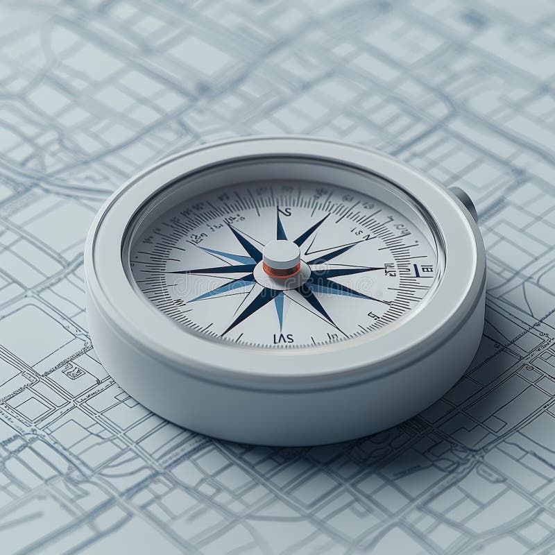 Compass on Map stock illustration. Illustration of south - 335159426