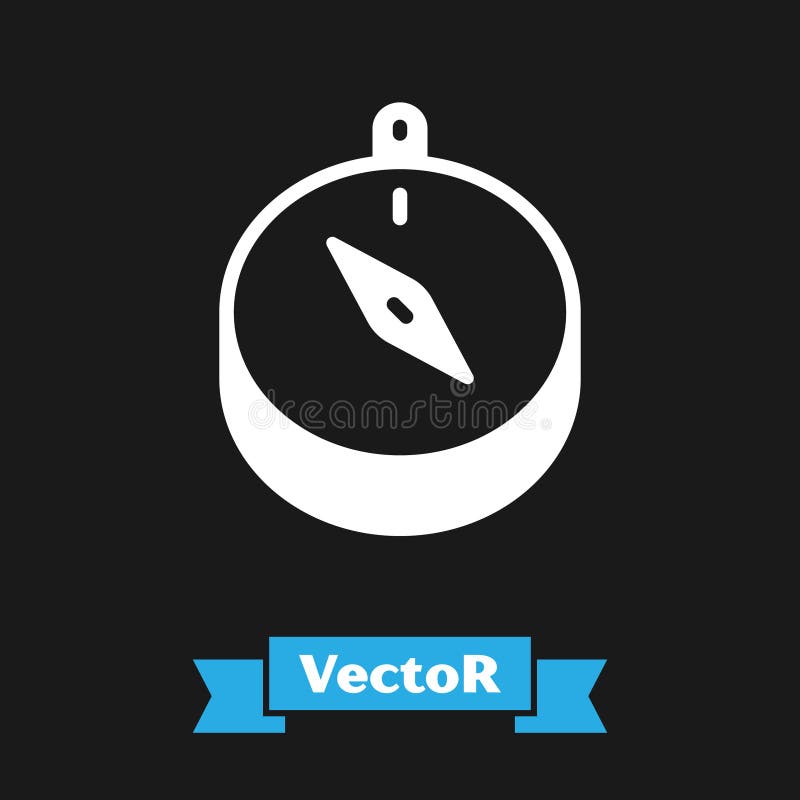White Compass Icon Isolated on Black Background. Windrose Navigation ...
