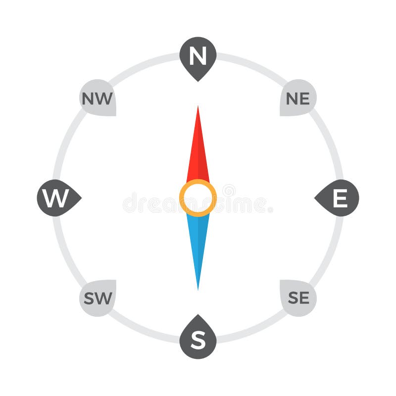 The White Compass. Isolated Vector Illustration Stock Vector ...