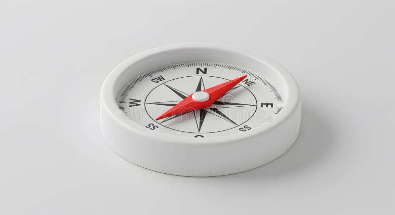 White Compass with Red Needle Pointing North for Navigation and ...