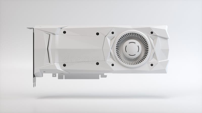 White Computer Graphic Video Card 1080 on a Gray Studio Background ...