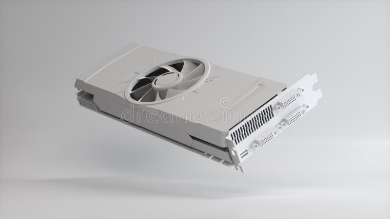 White Computer Graphic Video Card on a Gray Studio Background. Stock ...