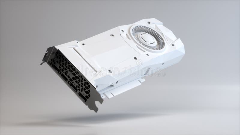 White Computer Graphic Video Card GTX 1080 on a Gray Studio Background ...