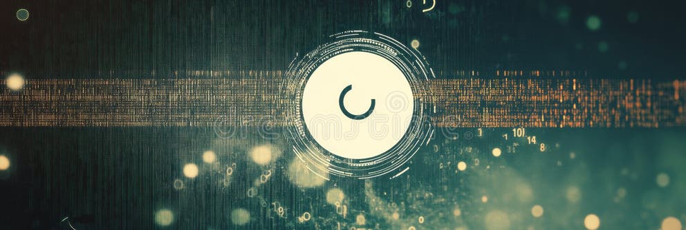 White Computer Icon on Abstract Digital Background with Numbers and Codes Representing ...