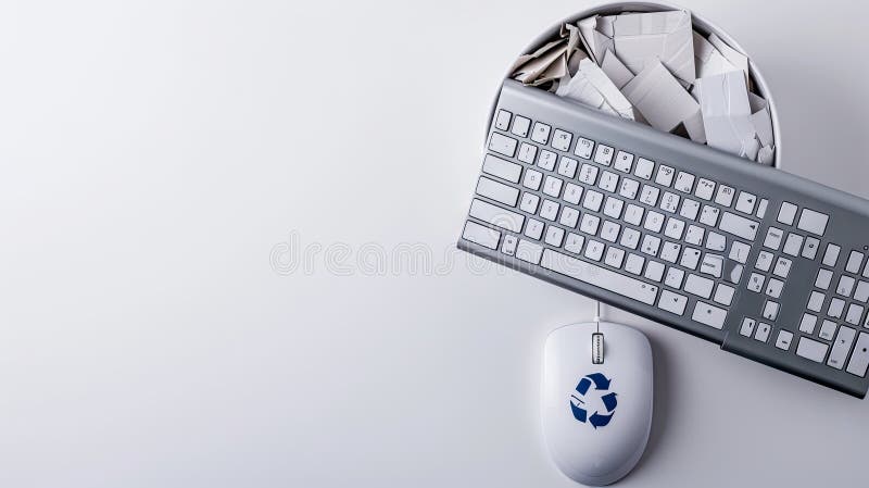 A Recycling-Themed Computer Keyboard and Mouse Stock Image - Image of ...