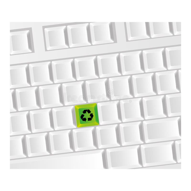 White Computer Keyboard with Recycle Symbol Icon Stock Illustration ...