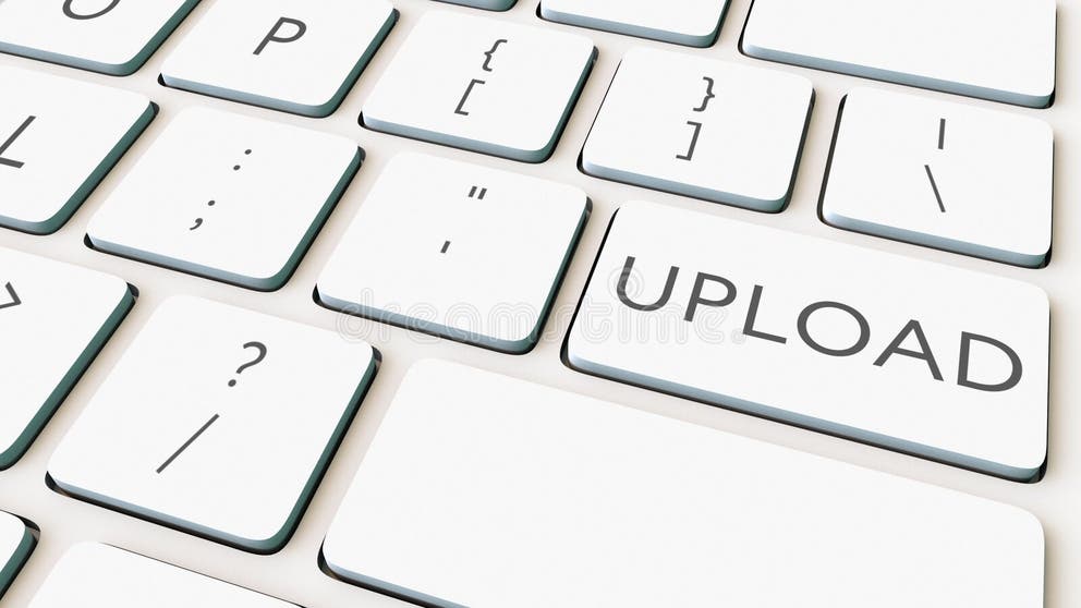 White Computer Keyboard and Upload Key. Conceptual 3D Rendering Stock ...