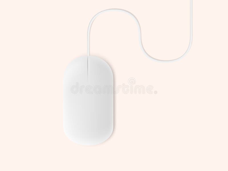 White Computer Mouse with Cord Isolated on Pastel Stock Vector ...