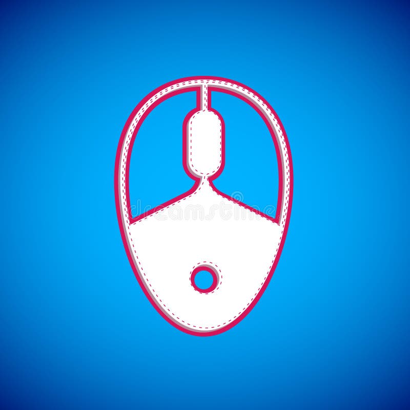 White Computer Mouse Gaming Icon Isolated on Blue Background. Optical ...