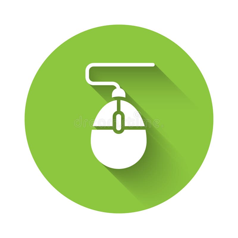 White Computer Mouse Gaming Icon Isolated with Long Shadow Background ...