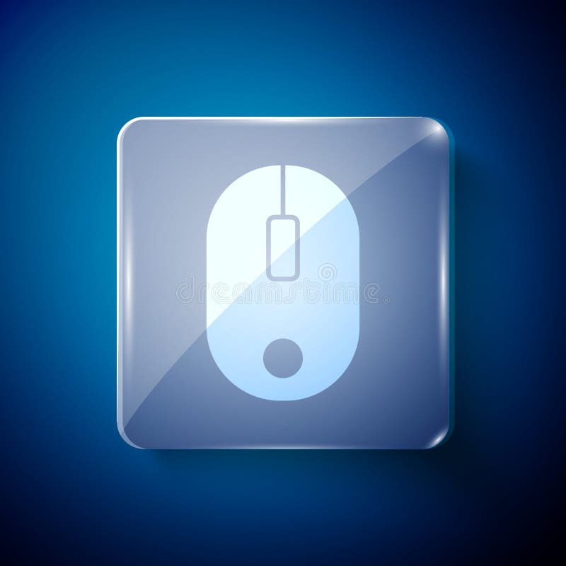 White Computer Mouse Icon Isolated on Blue Background. Optical with ...