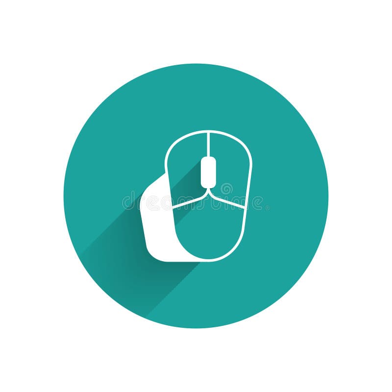 White Computer Mouse Icon Isolated with Long Shadow Background. Optical ...