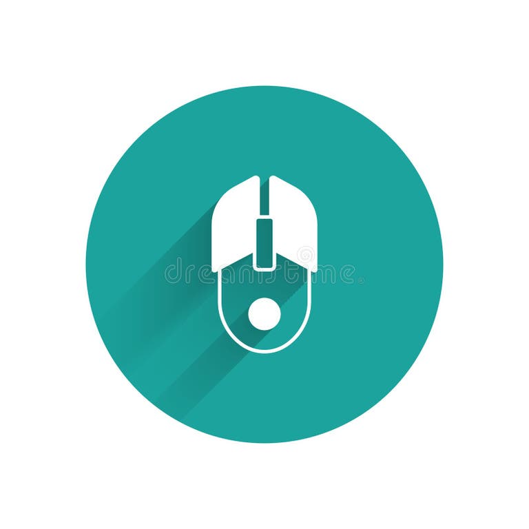 White Computer Mouse Icon Isolated with Long Shadow Background. Optical ...