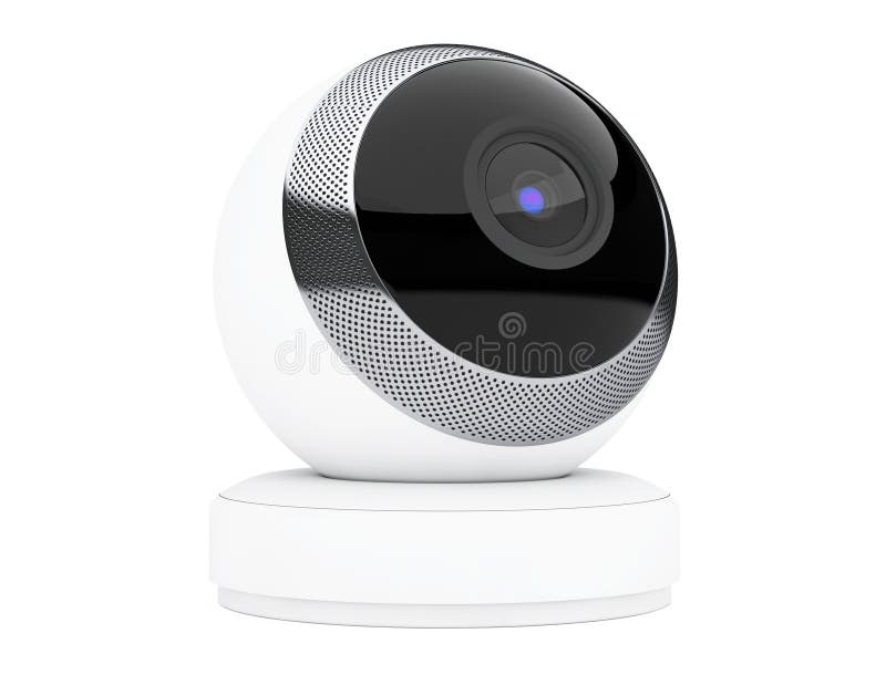 White Computer Spherical Web Camera. 3d Rendering Stock Illustration ...