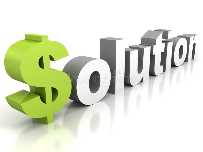 White Concept SOLUTION Text with Green Dollar Sign Stock Illustration ...