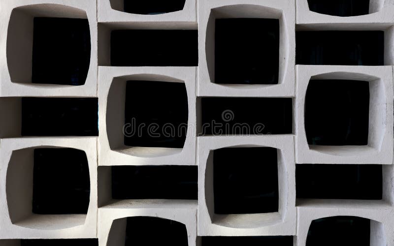 White Concrete Architectural Facade with a Modern Geometric Grid ...