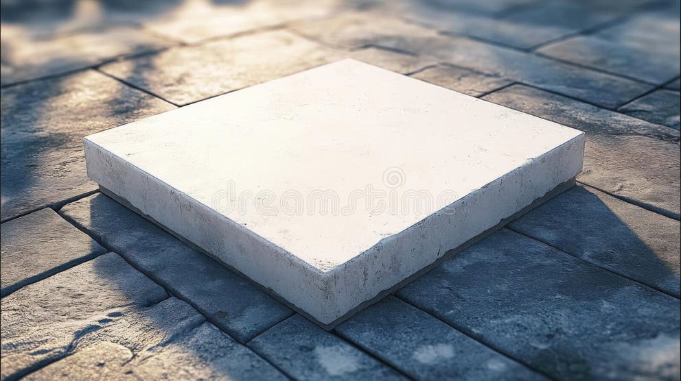 White Concrete Block on Stone Pavement Stock Image - Image of outdoor ...