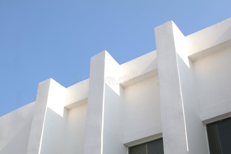 White Concrete Building Corner with Blue Sky. Minimal Shape Abstract ...