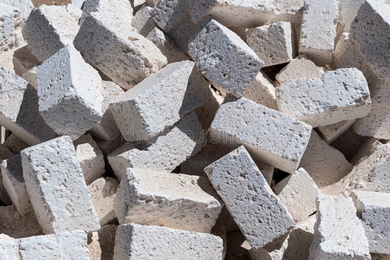 White Concrete Foundation Blocks for Construction, Building Materials ...