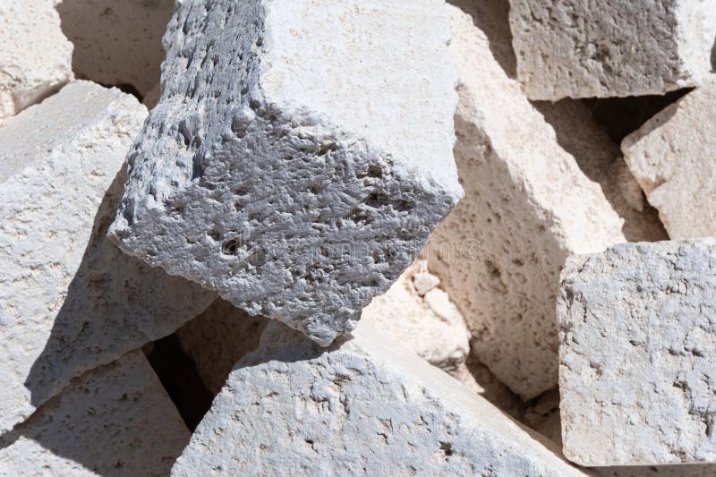 White Concrete Foundation Blocks for Construction, Building Materials ...