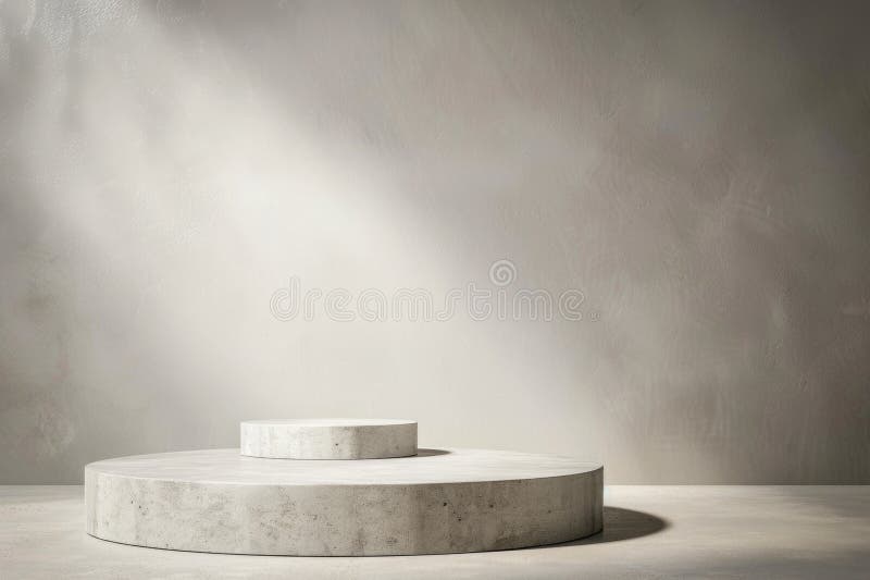 A White Concrete Platform Sits on a Larger White Concrete Base Against ...