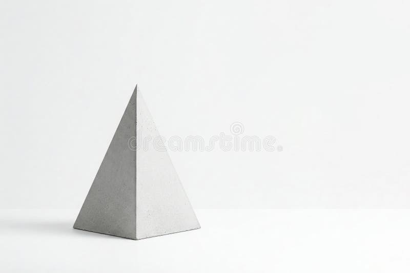 White Concrete Pyramid Light Background Minimalism Geometry Space Text ...