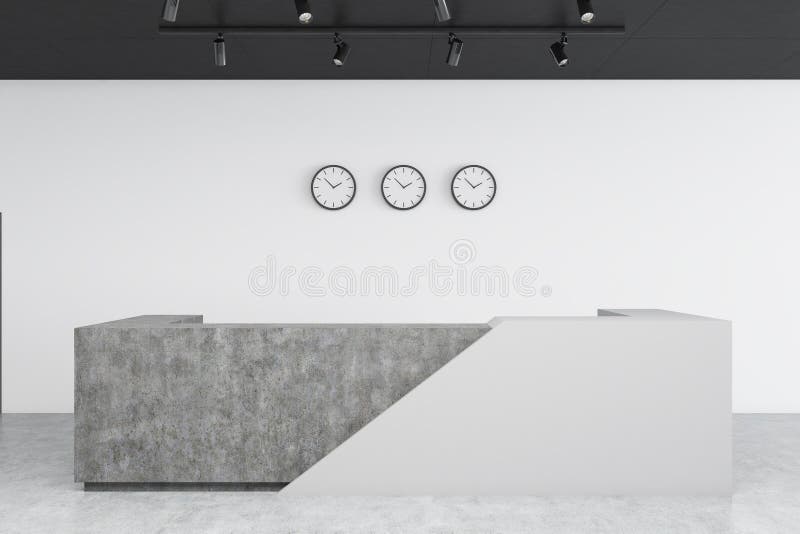 White and Concrete Reception in Office Stock Illustration ...