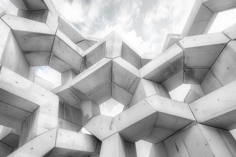 White Concrete Structure with Hexagon Shapes, Architectural Photography ...