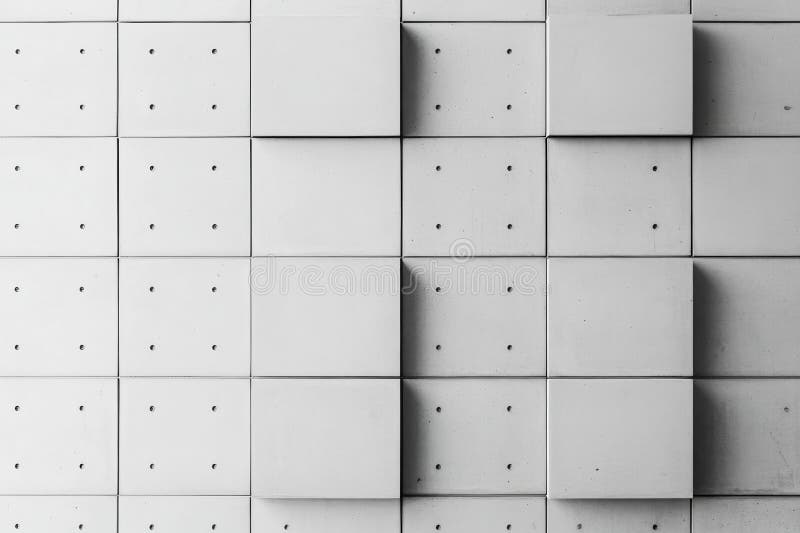 White Concrete Wall Geometric Square Pattern Modern Architecture Stock ...