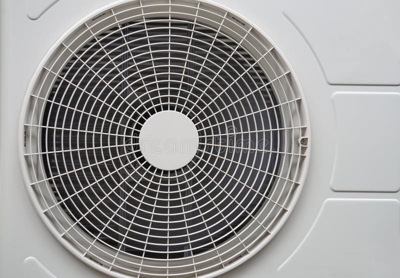 White Conditioner Compressor Fan Front View at Home Stock Photo - Image ...