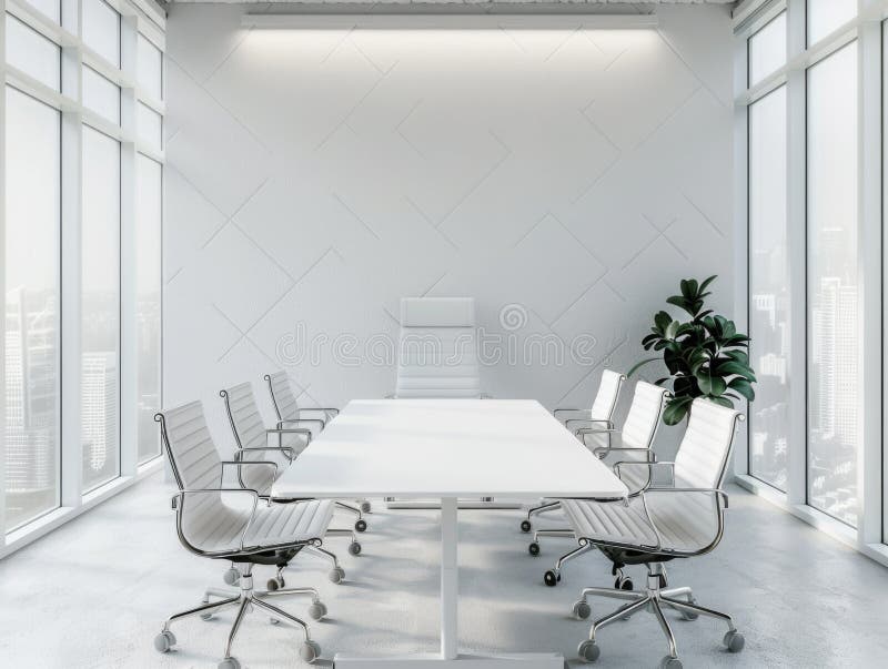 White Conference Room Interior Brown Chairs People Stock Photo - Image ...