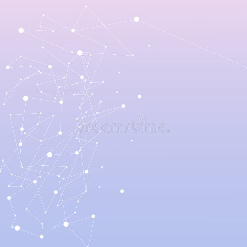 White Connecting Dots with Lines in Violet Gradient Background. Global ...