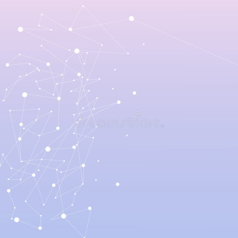 White Connecting Dots with Lines in Violet Gradient Background. Global ...