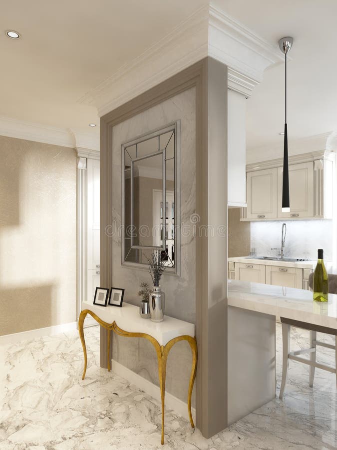 Interior without Walls. 3D Rendering Stock Illustration - Illustration ...