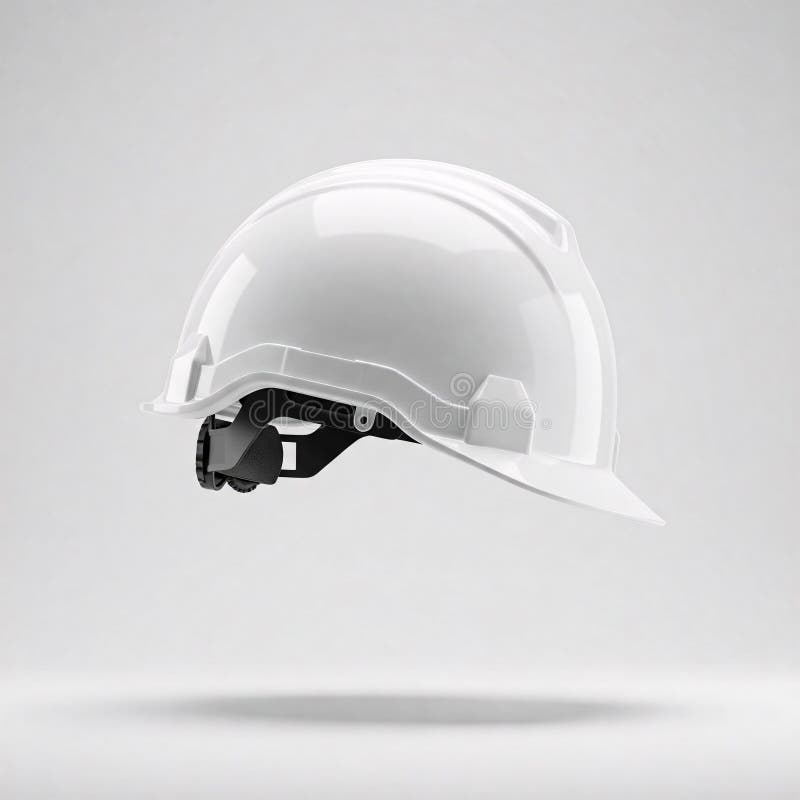 White Construction Helmet with Ventilation Holes Falling, Isolated on ...